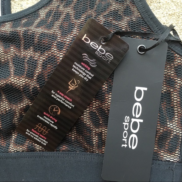 bebe | Intimates & Sleepwear | New Bebe Sport Leopard Mesh Overlay Bra ...